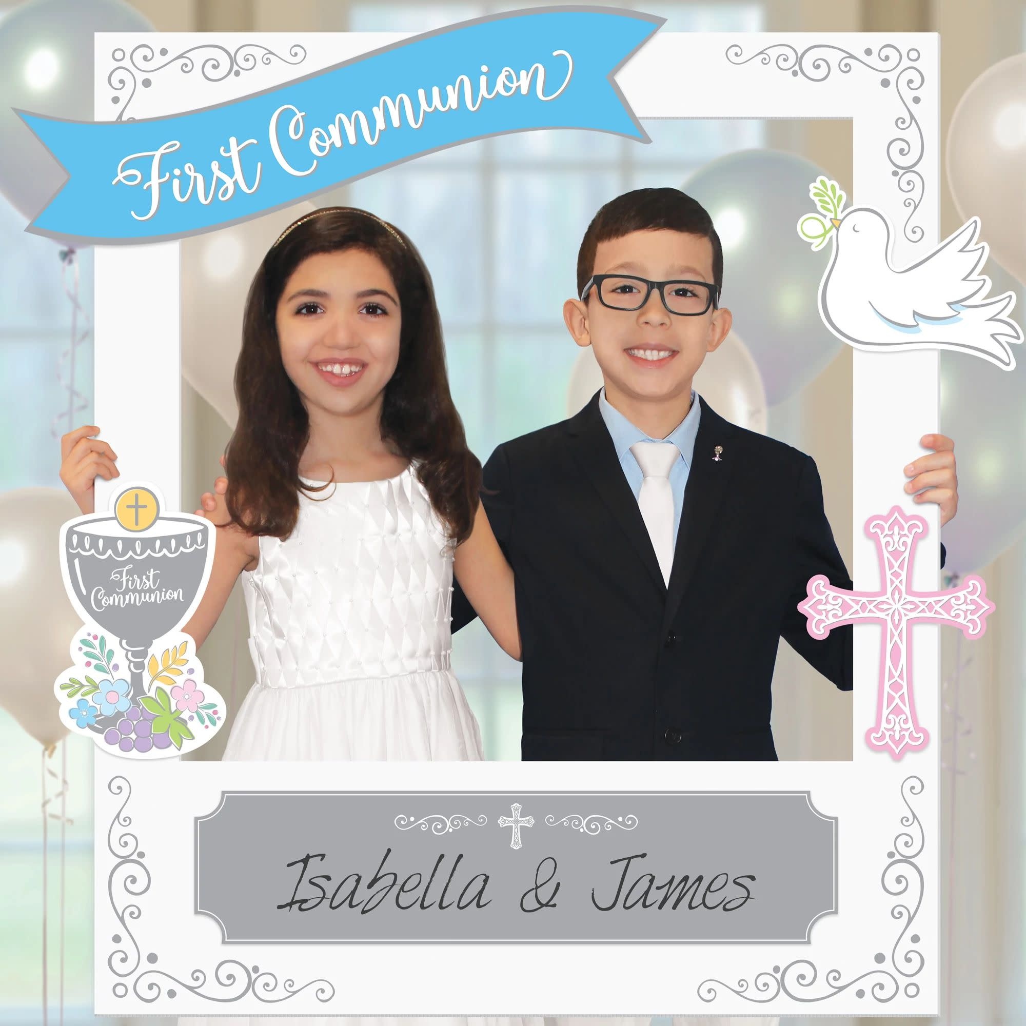 First Communion Giant Customizable Photo Frame - Party On!