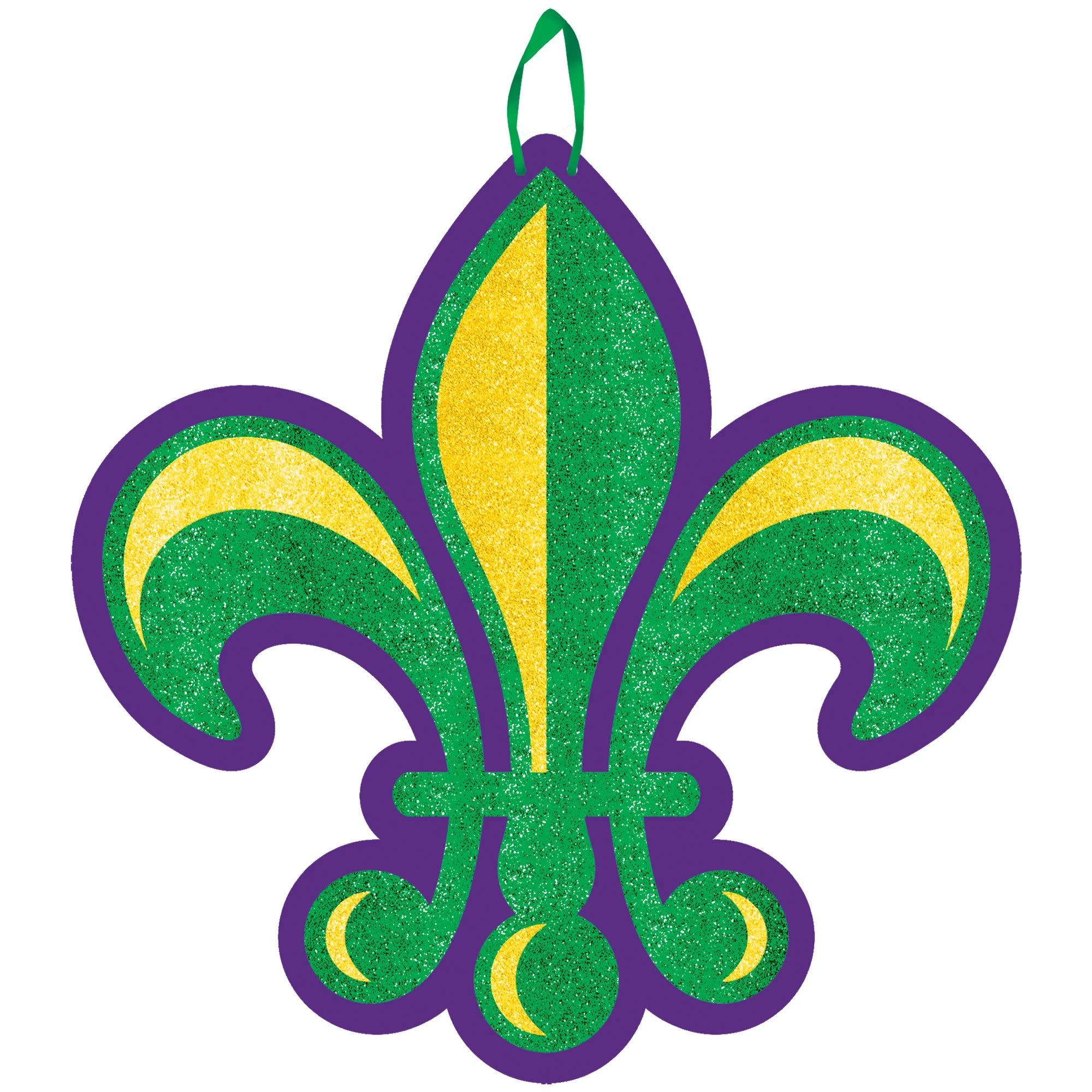 Mardi Gras Fleur De Lis Glitter Sign - Party On!