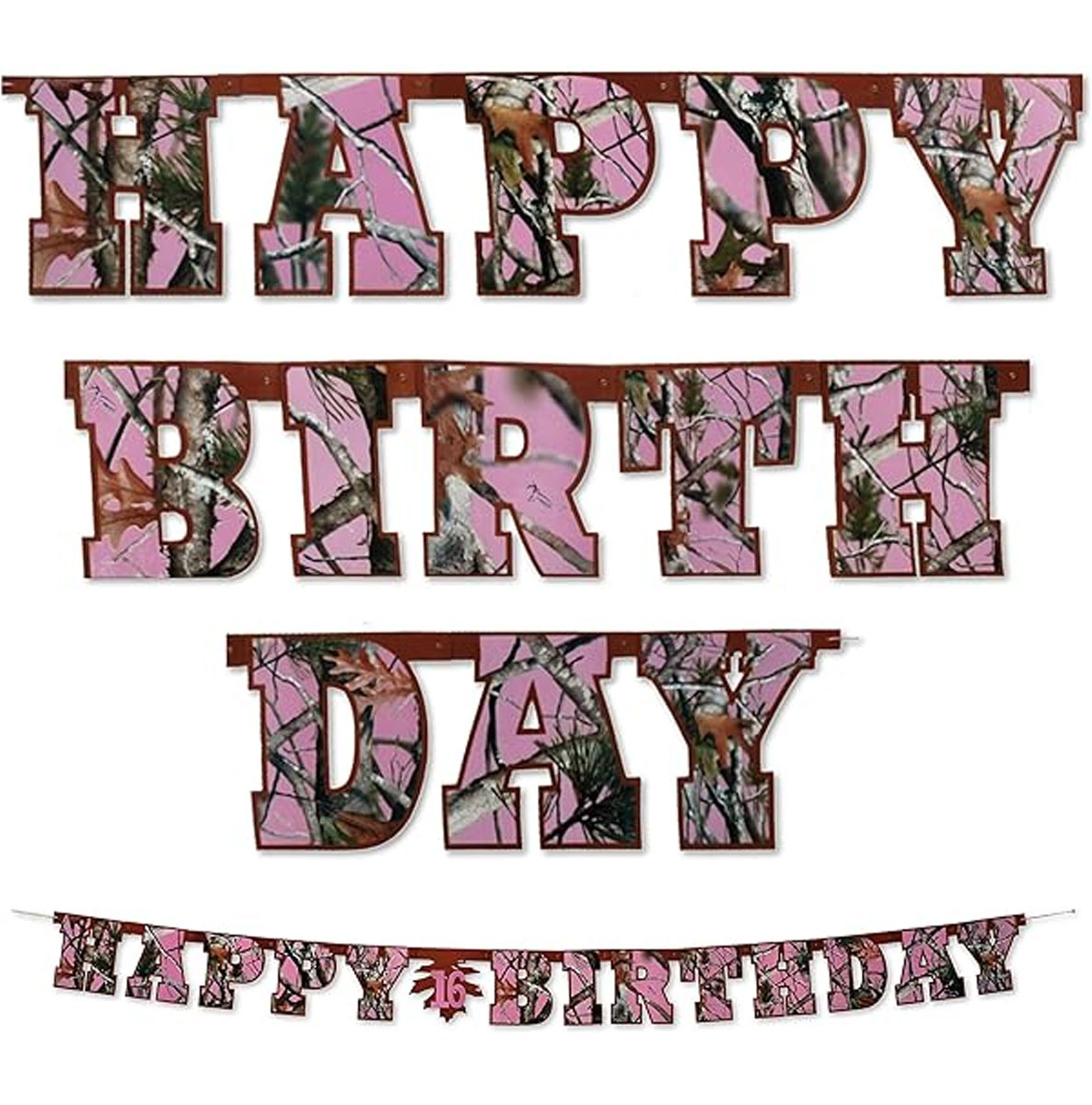 Pink Camo – Banner “Happy Birthday” - Party On!