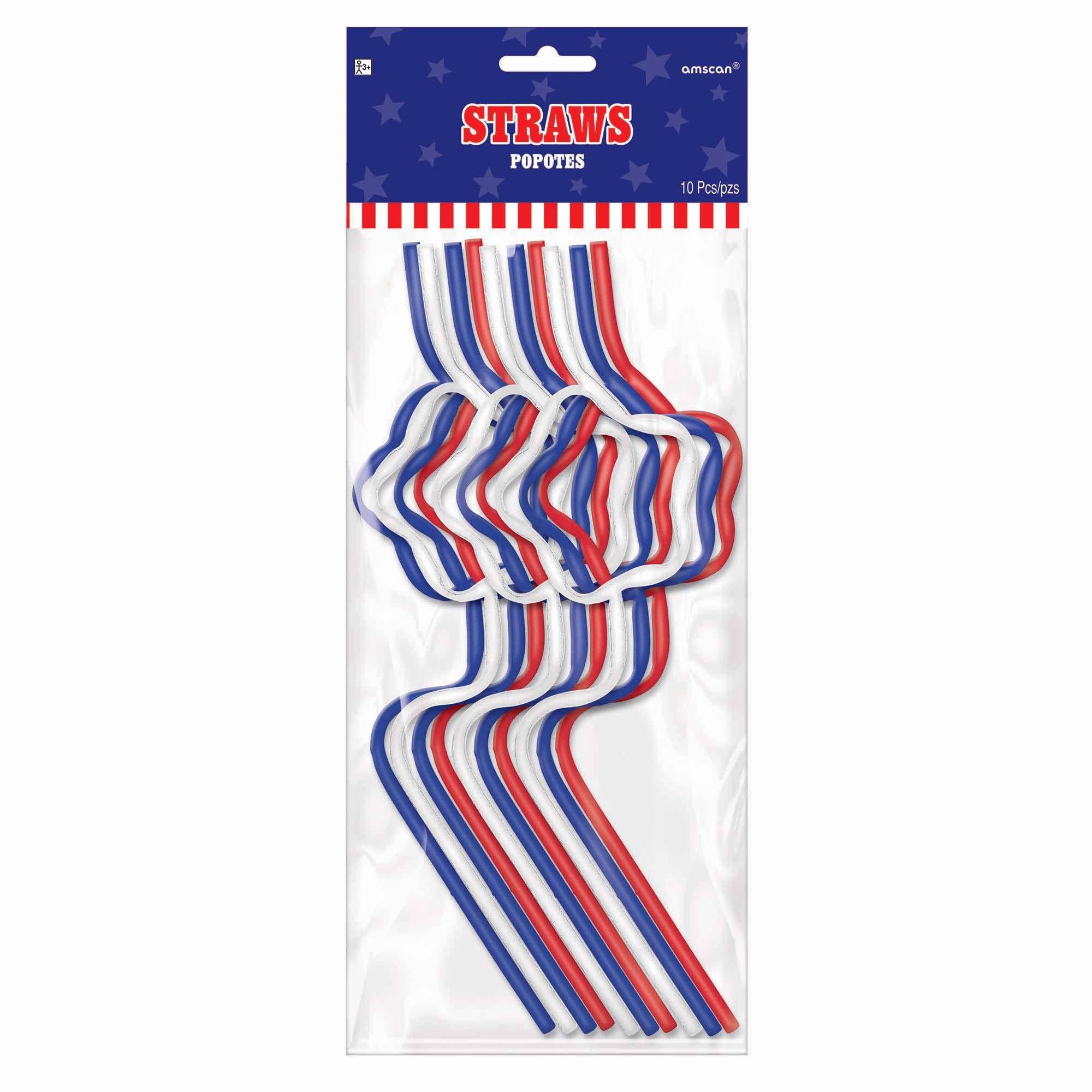 Patriotic Star Shaped Plastic Straws - Party On!