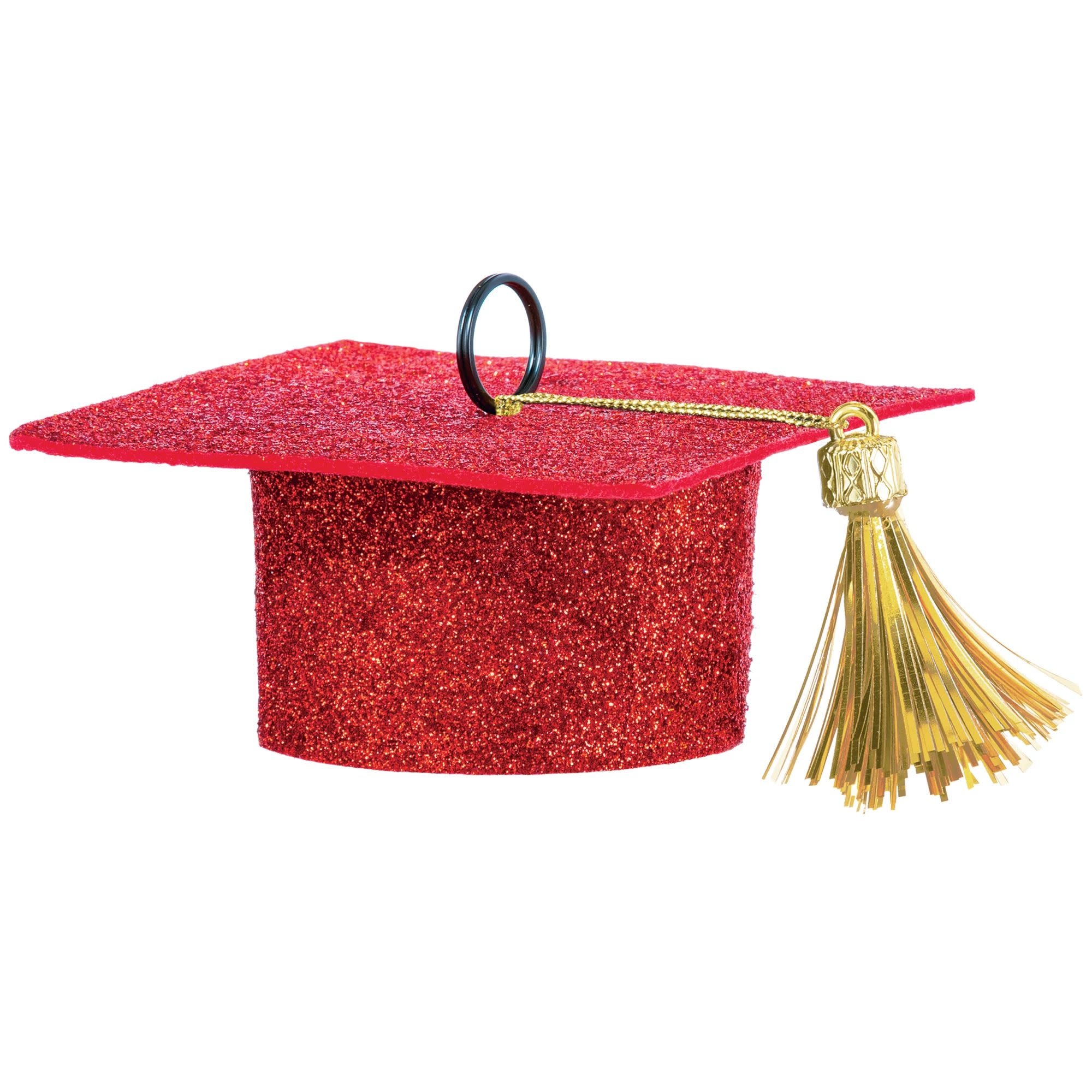 Red Glitter Grad Cap Balloon Weight - Party On!