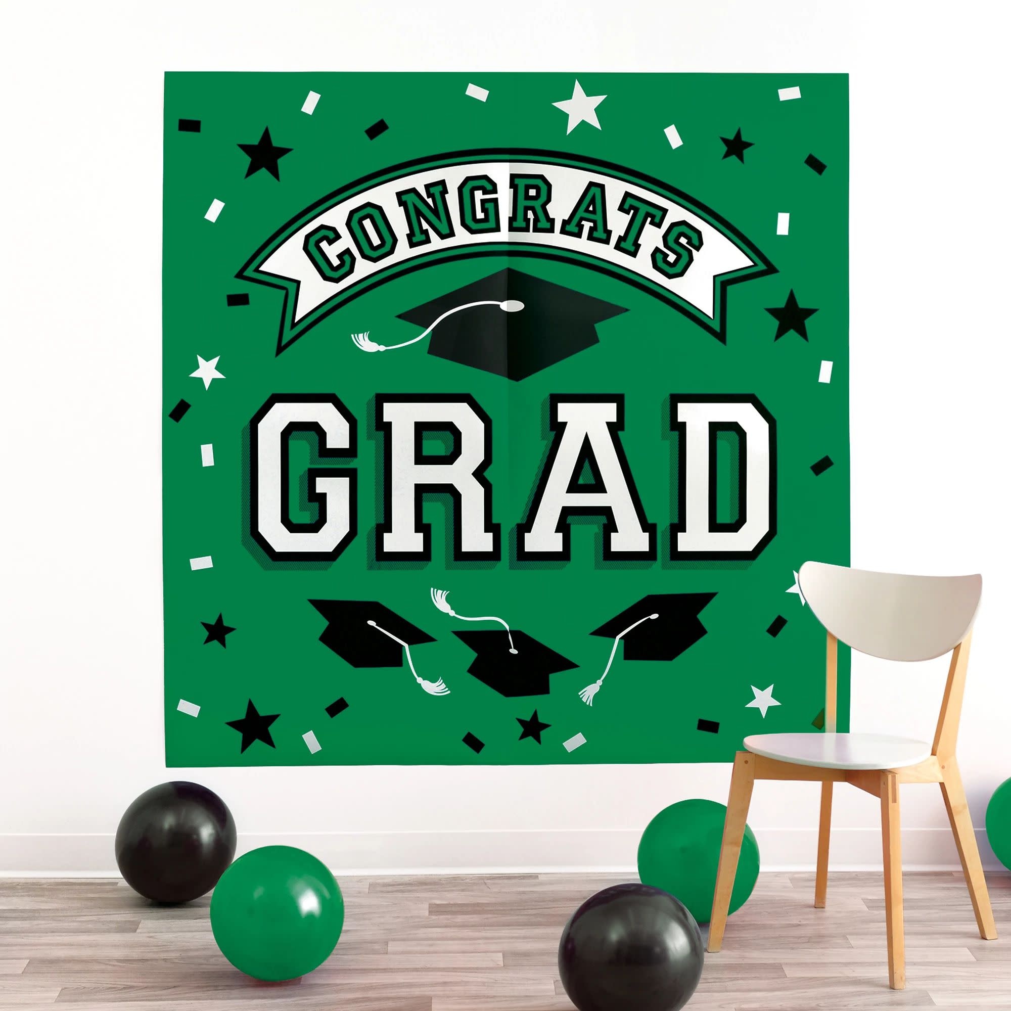 Green Graduation Backdrop - Party On!