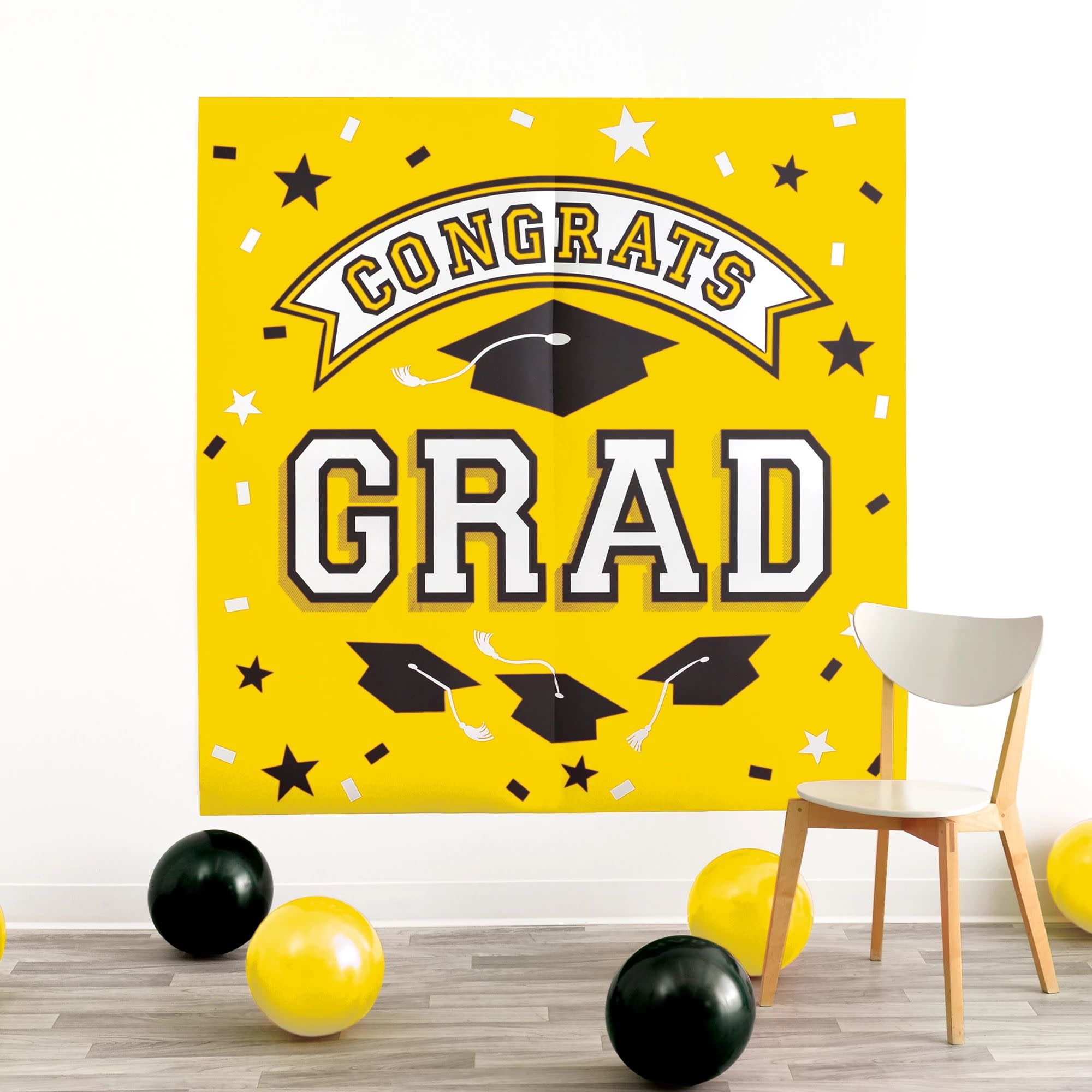 Yellow Graduation Backdrop - Party On!