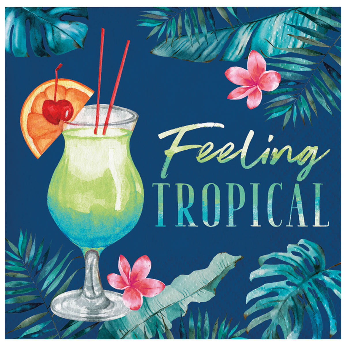 Summer Breeze Beverage Napkins "Feeling Tropical" - 16ct - Party On!