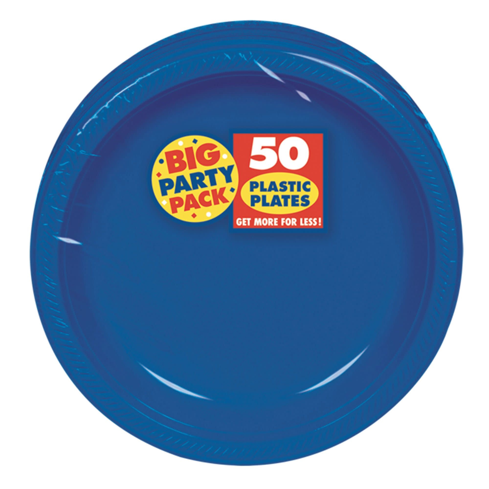 50ct 7in Plastic Plates- Bright Royal Blue - Party On!
