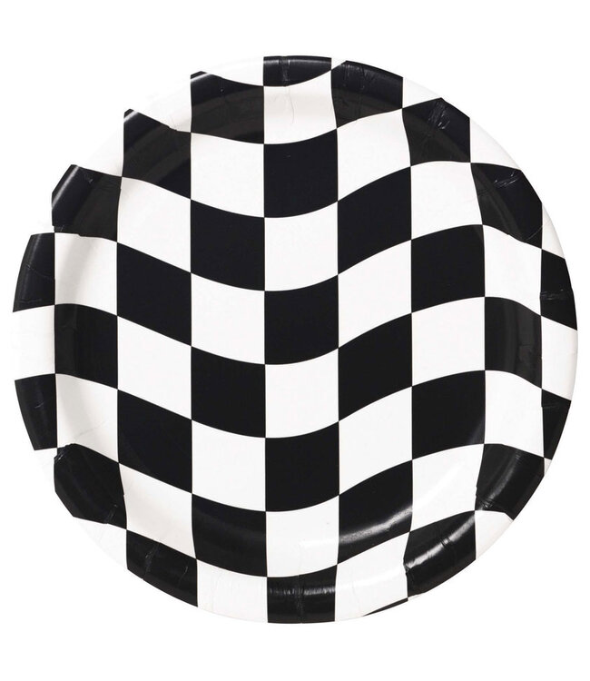 Black & White Check Dinner Plates - 8ct - Party On!
