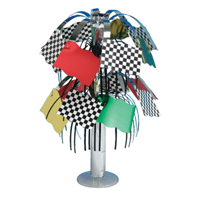 Black and White Check Foil Cascade Centerpiece - Party On!