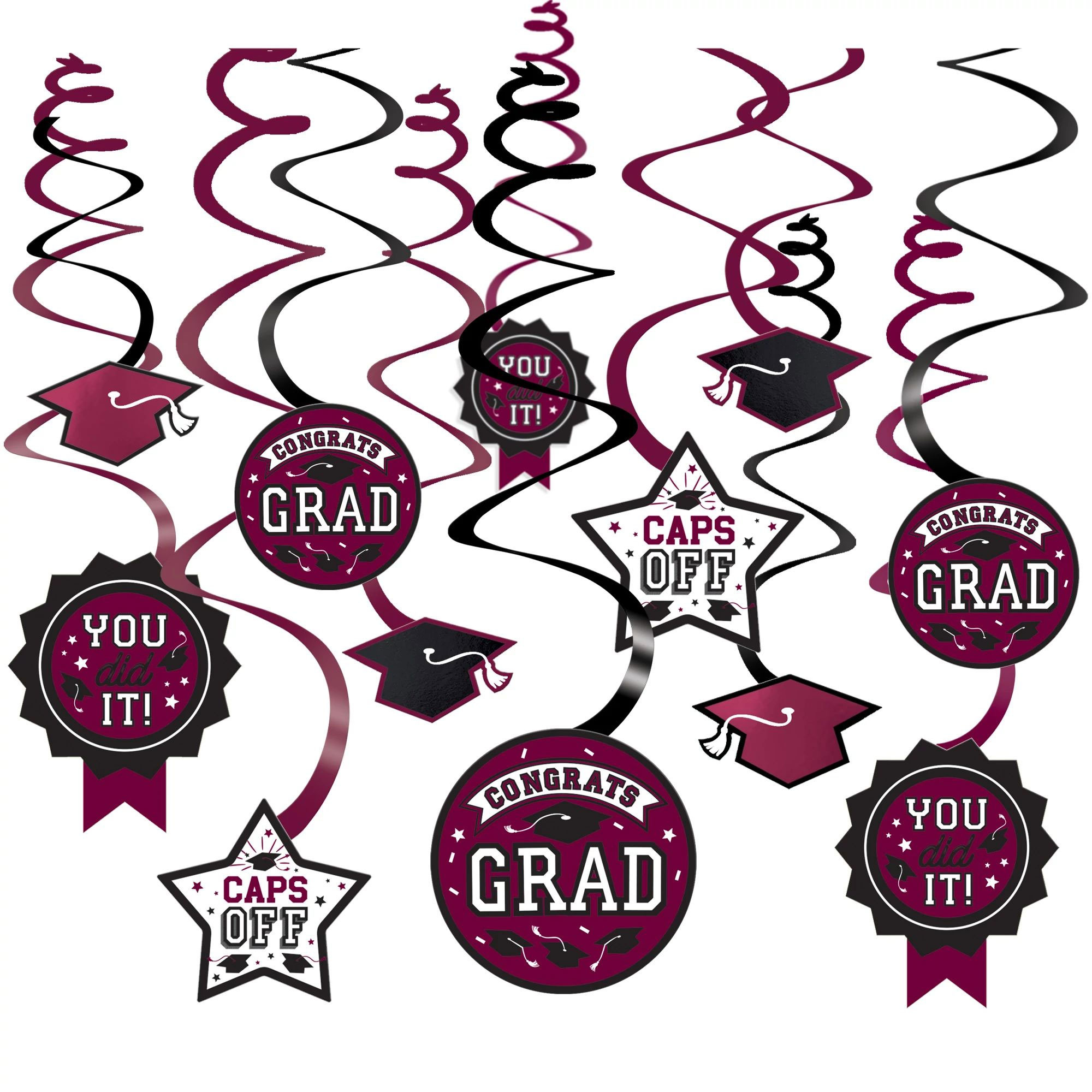 Maroon Grad Value Pack Swirl Decoration - 12ct - Party On!