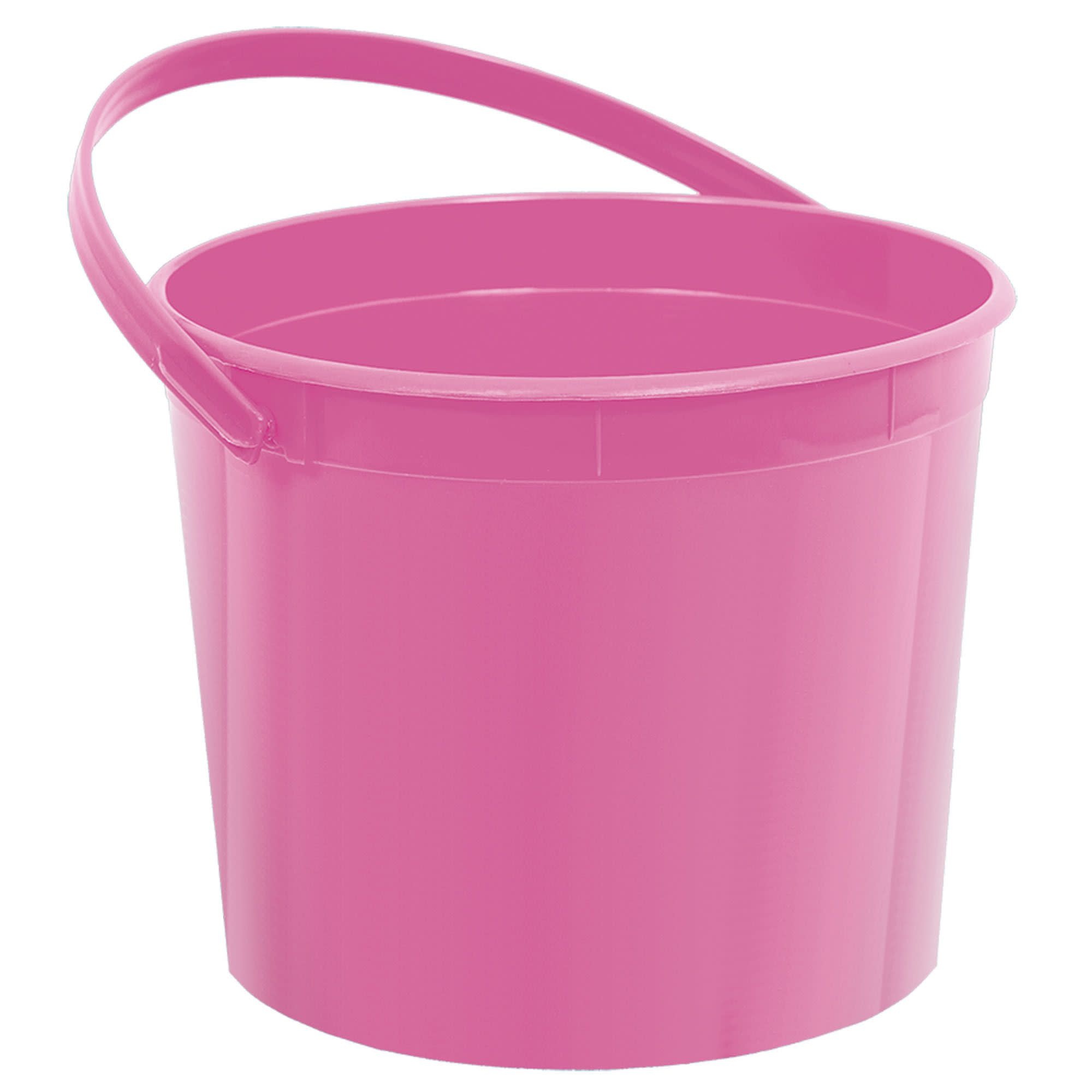 Bright Pink Plastic Bucket W/Handle - Party On!