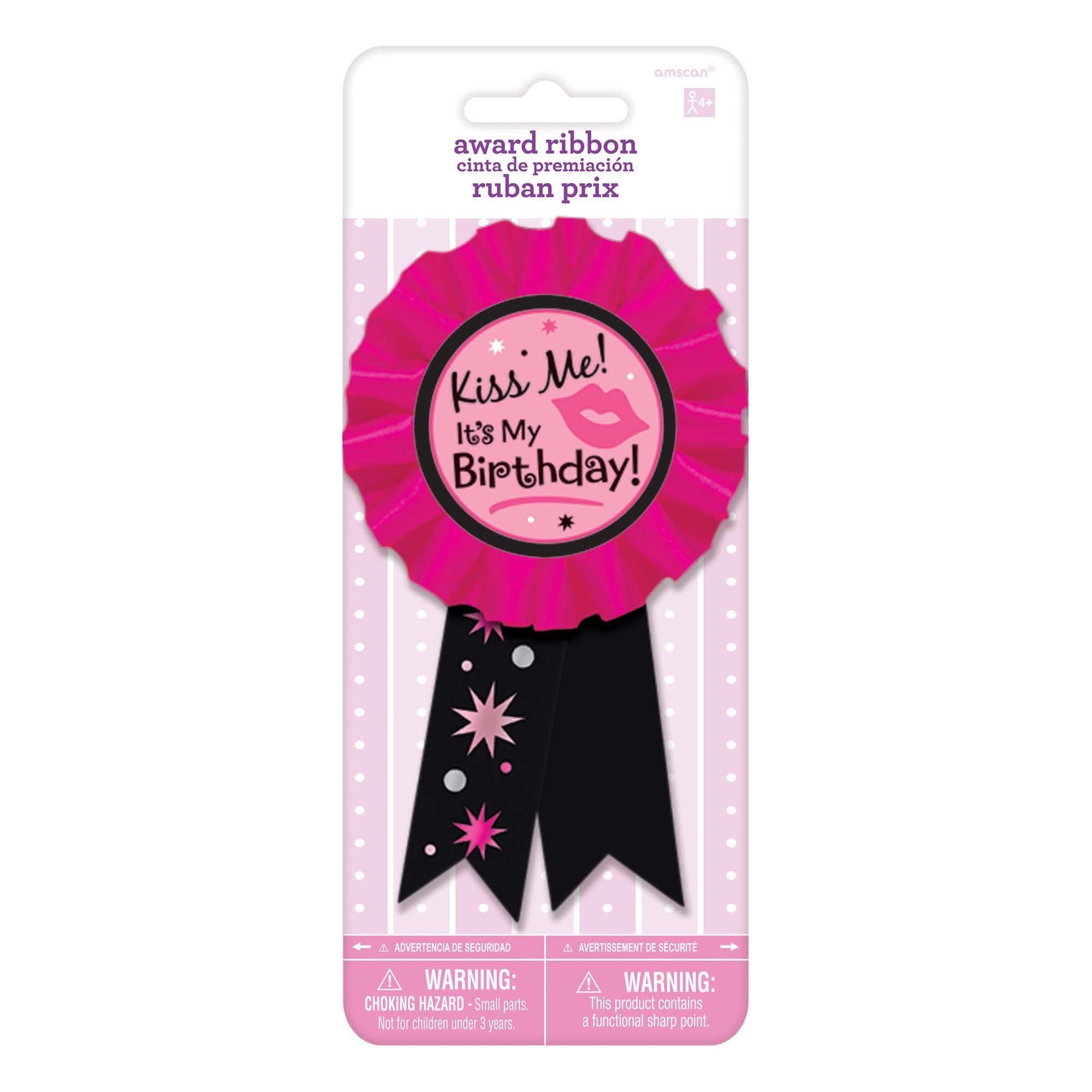 Kiss Me...It's My Birthday Award Ribbon - Party On!
