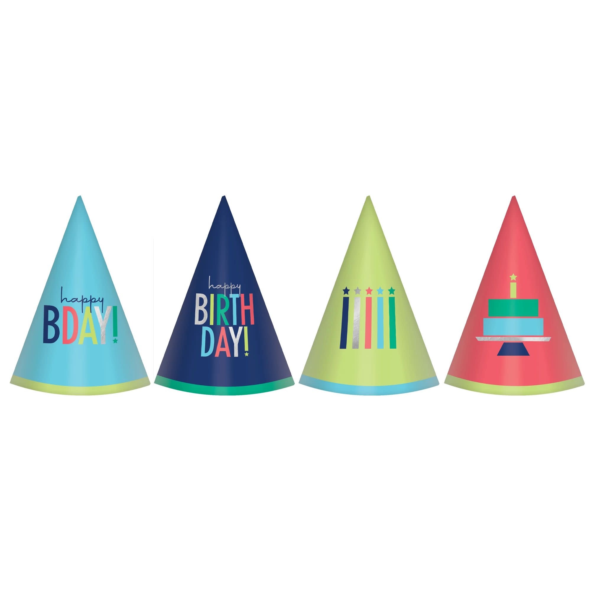 Modern Birthday Mini Foil Cone Hats - Party On!