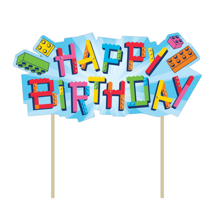 Block Bash Cake Topper - Party On!
