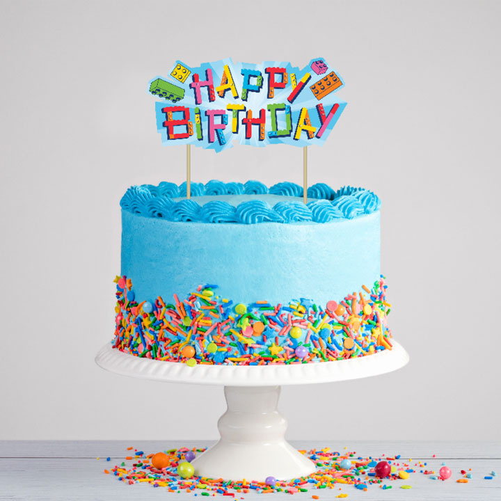 Block Bash Cake Topper - Party On!