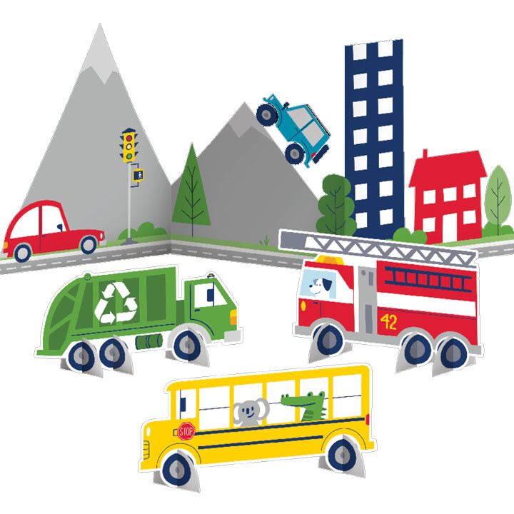 Transportation Time Centerpiece with Cutouts - Party On!