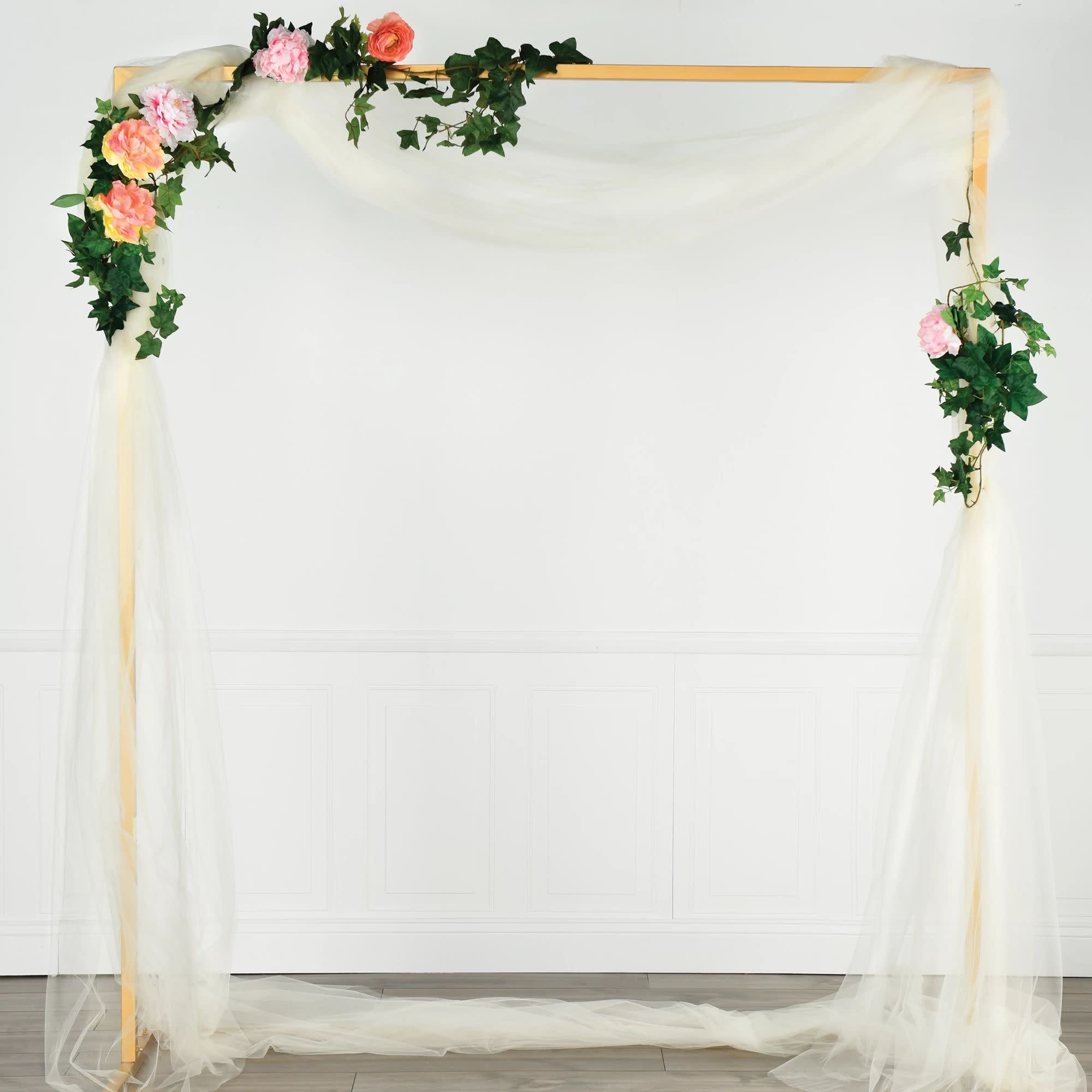 Gold Metal Rectangular Wedding Arch - Party On!