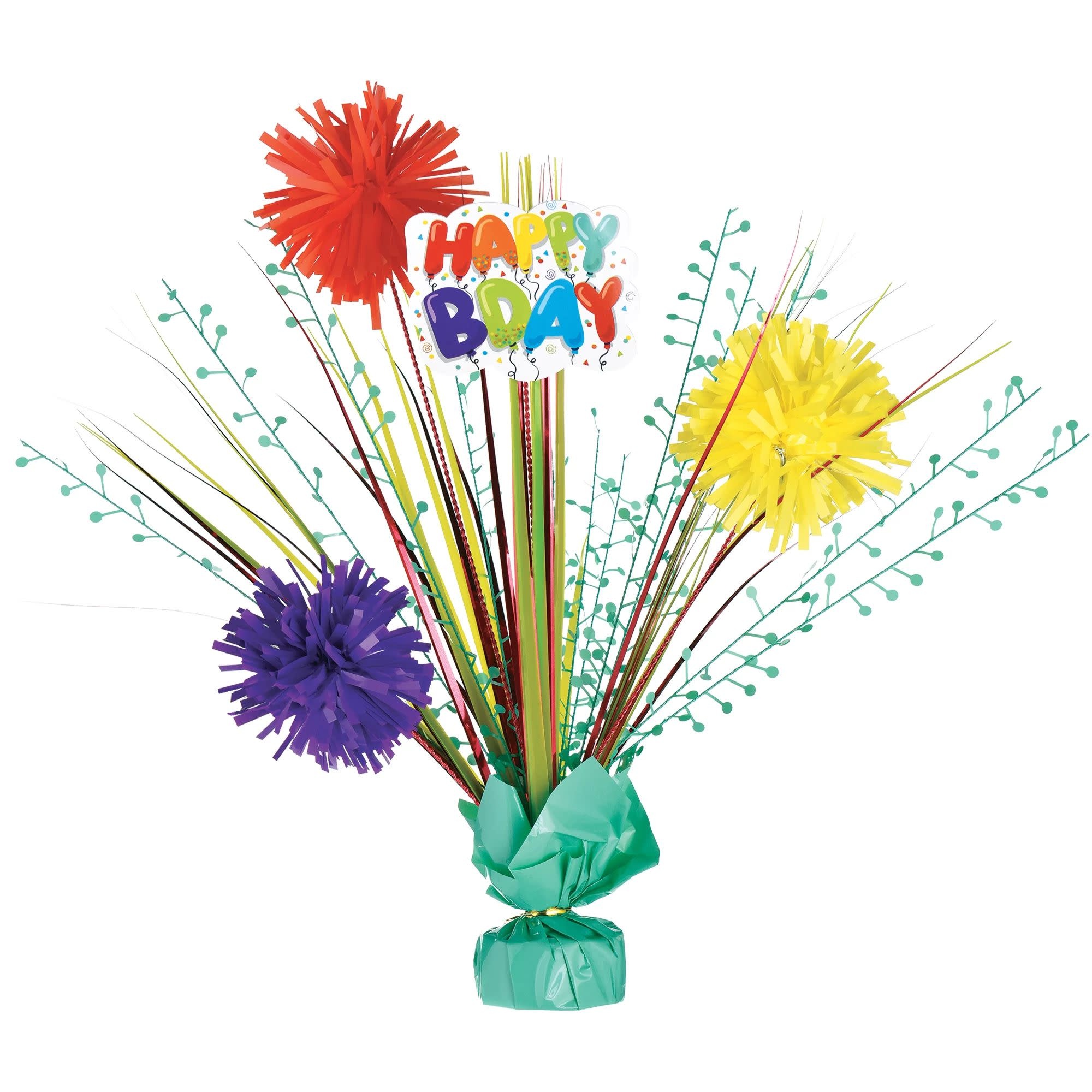 Birthday Celebration Tinsel Burst Centerpiece - Party On!