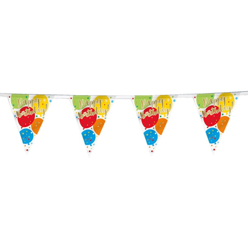 Glitzy Gold Birthday Pennant Flag Banner-12ft - Party On!