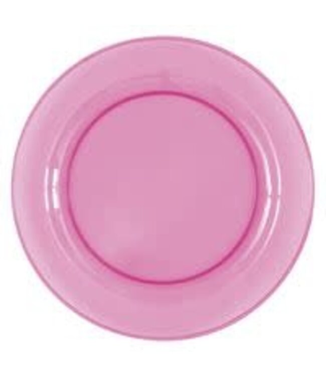 Pink Translucent Plastic Plates 7in-4ct - Party On!