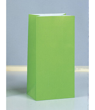 Lime Green Paper Party Bags-12 count - Party On!