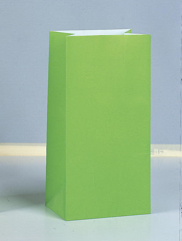 Lime Green Paper Party Bags-12 count - Party On!