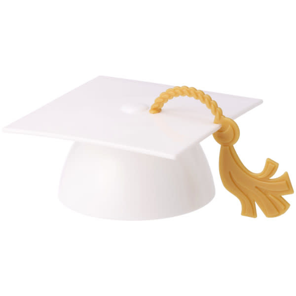 White Grad Cap With Tassel Lay on-4 Count - Party On!