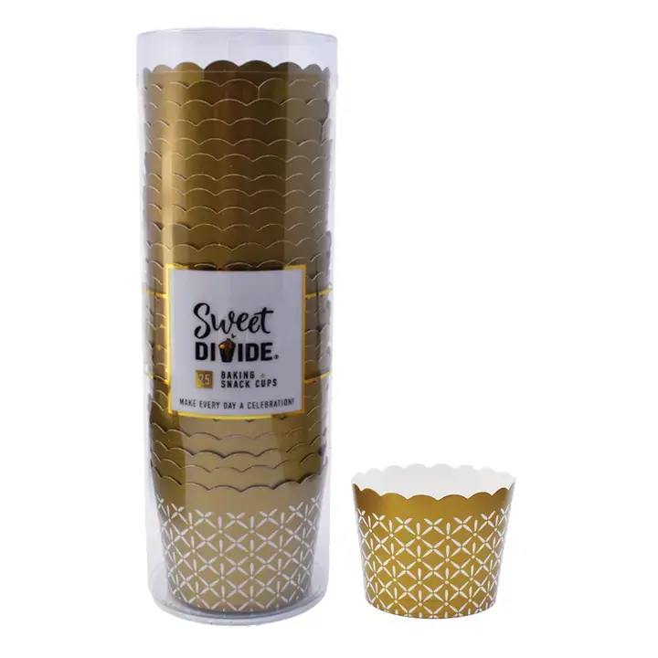 Small 3 oz Disposable Baking & Snack Cups - Gold - 25 Pk - Party On!