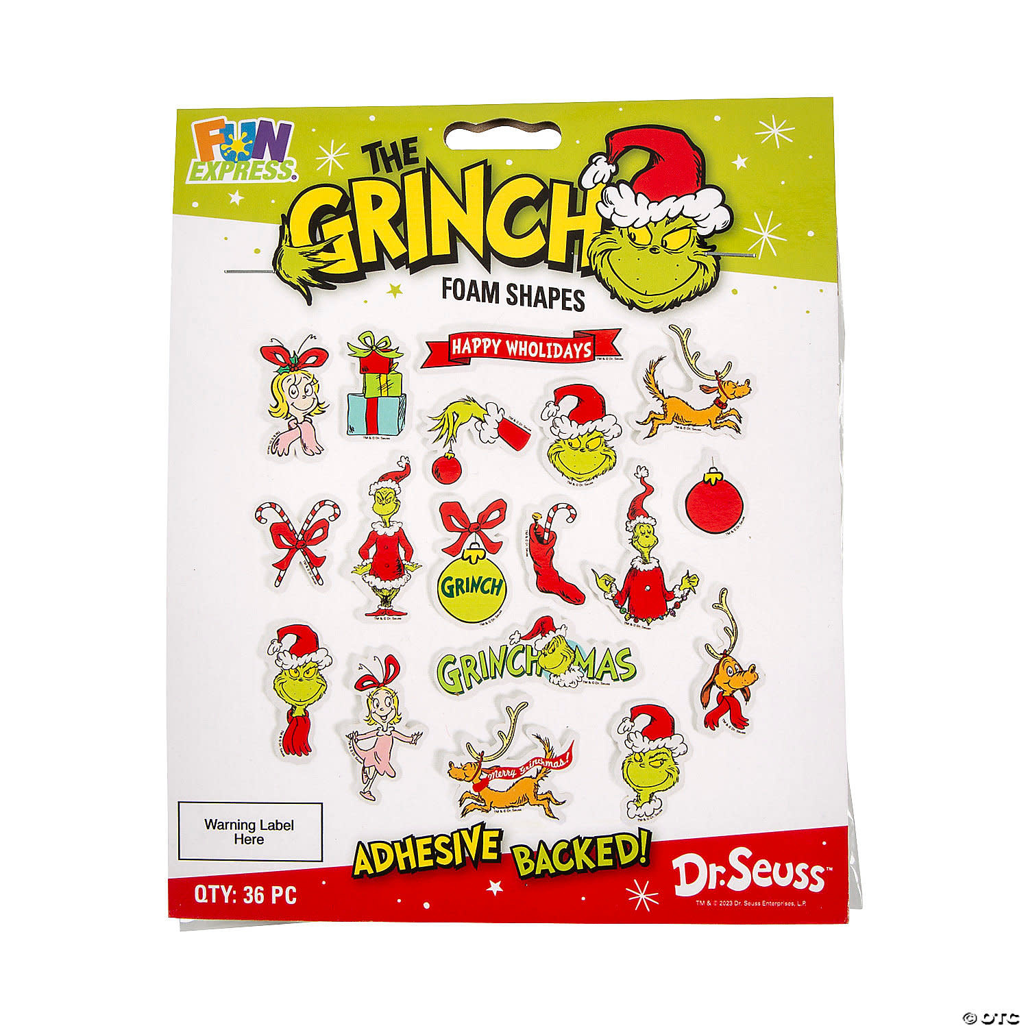 Dr. Seuss™ The Grinch Self-Adhesive Foam Shapes - 36 Count - Party On!