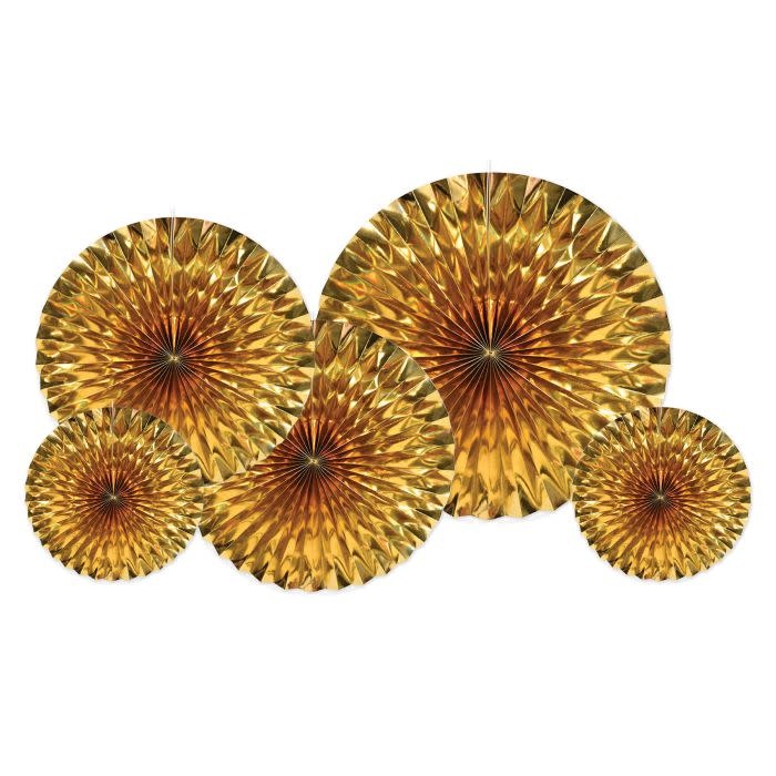 Metallic Fans - Gold - 5 Count | Party On USA - Party On!