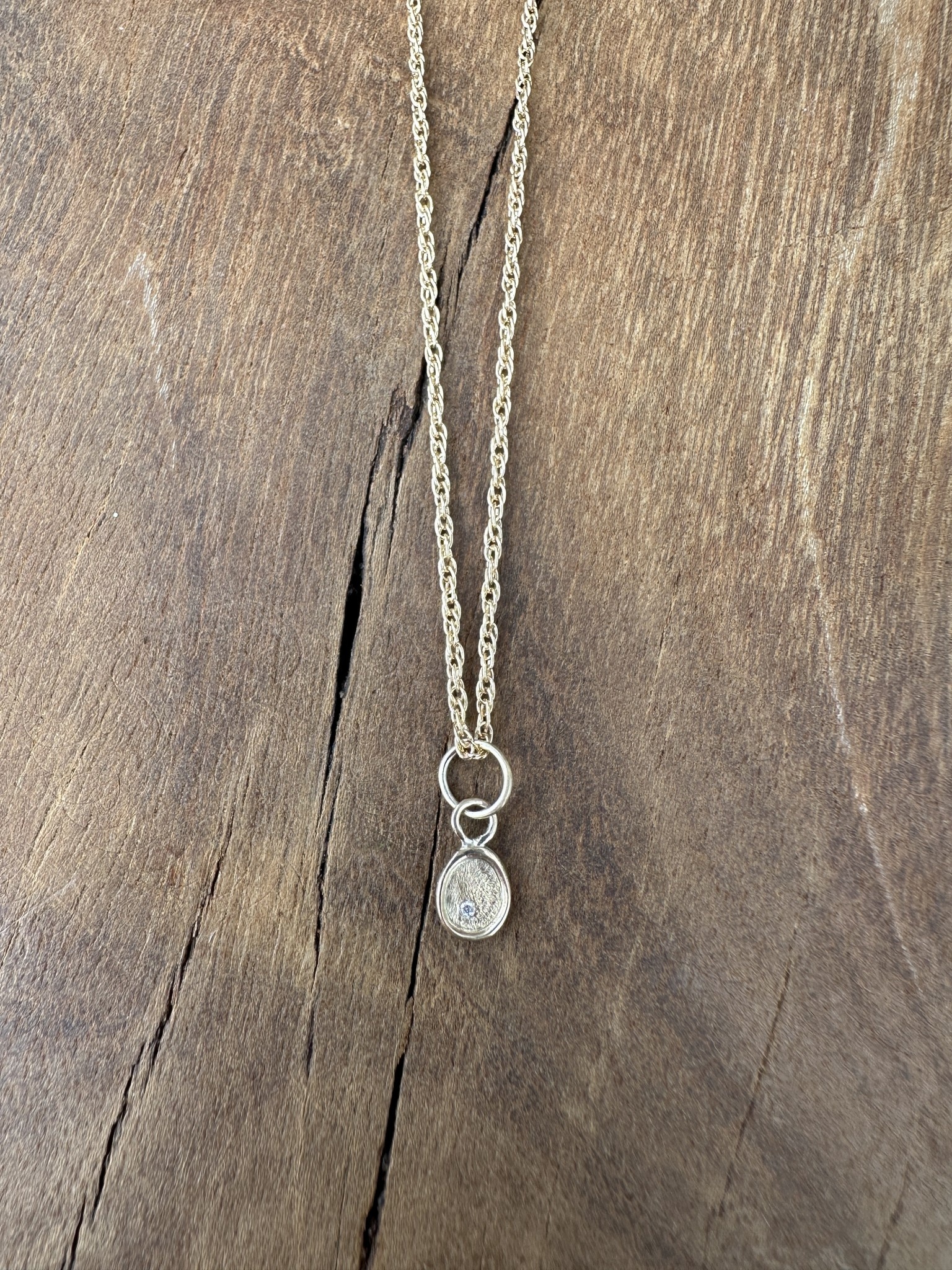 Robin M 14K Oval 1mm Diamond Charm GF Chain 18" - Island Farm