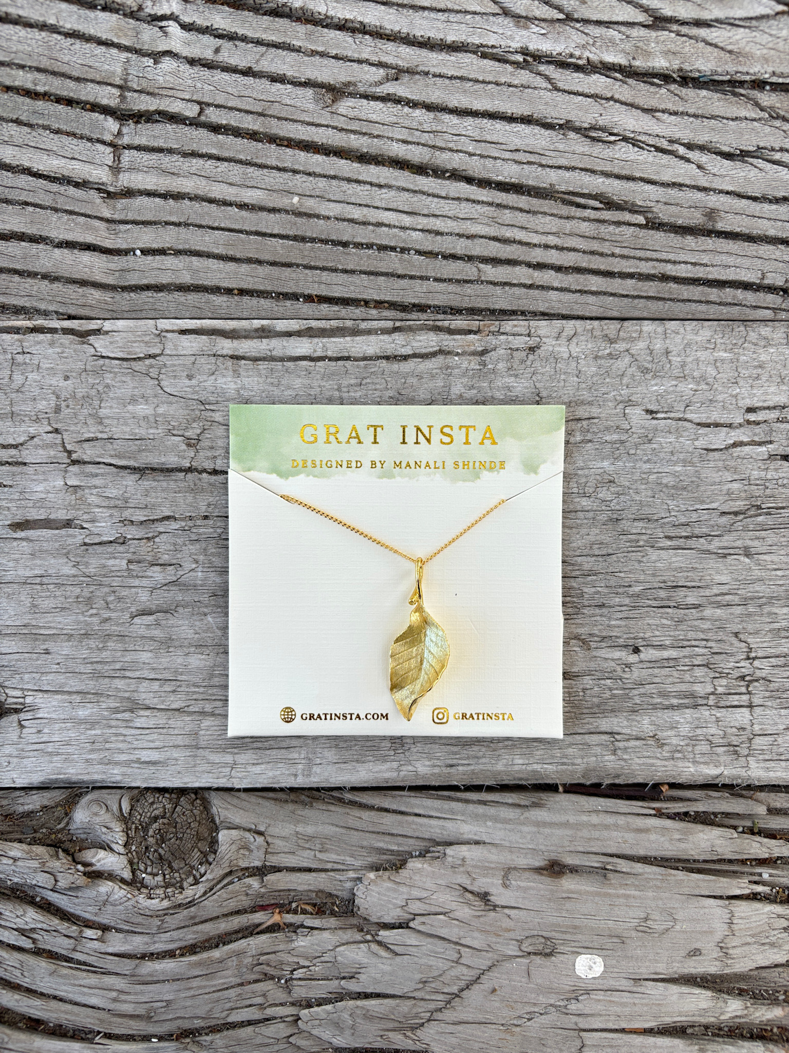 Gratinsta Gratinsta Rose Leaf Gold Pendant w/ Chain - Island Farm