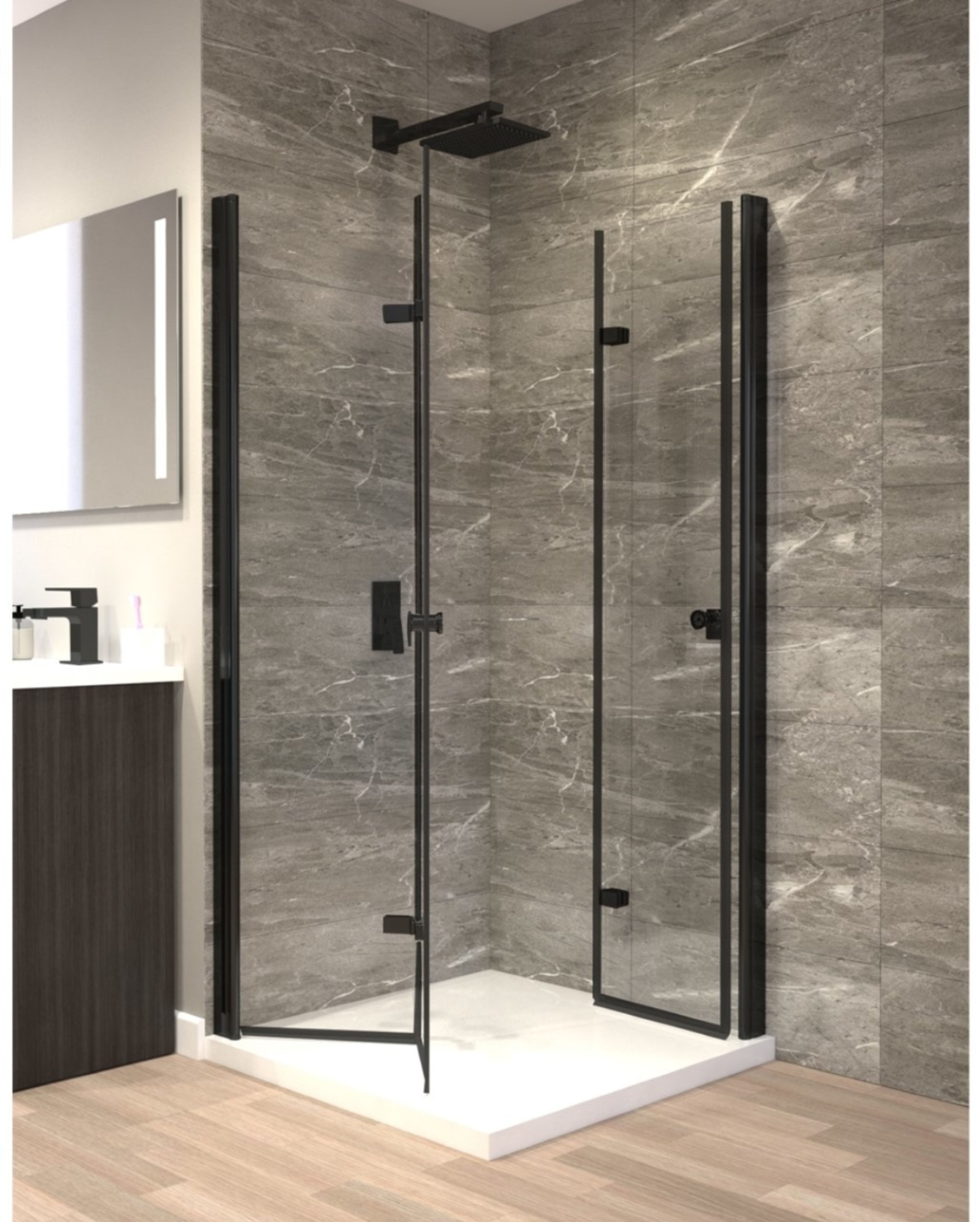 Ensemble de douche 36x36 Noir Claudia - Ossöm Salle De Bain Et Cuisine