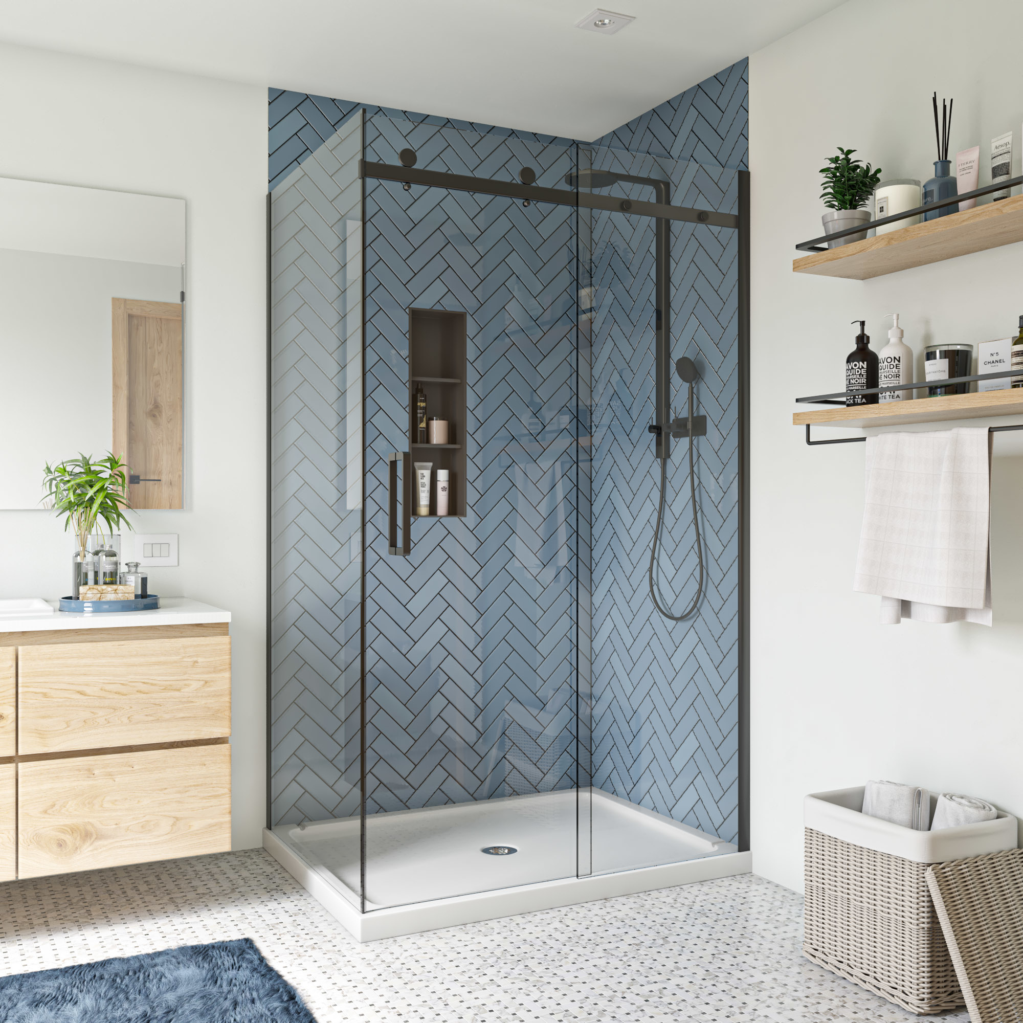 Black reversible shower set Karuso series - Ossöm Ambiance Maison