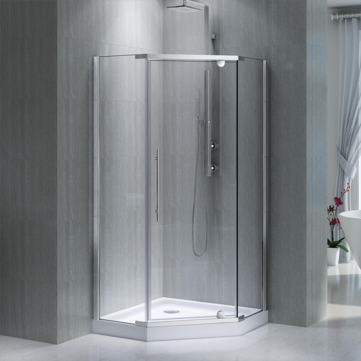 Ensemble de douche en coin Néo-Angle - Ossöm Salle De Bain Et Cuisine