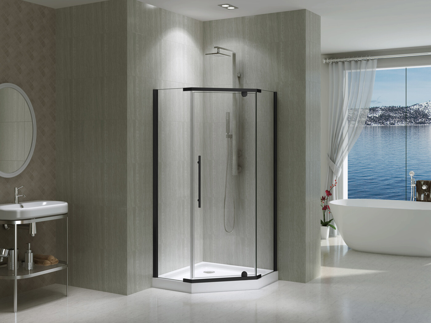 Ensemble de douche en coin Néo-Angle - Ossöm Salle De Bain Et Cuisine