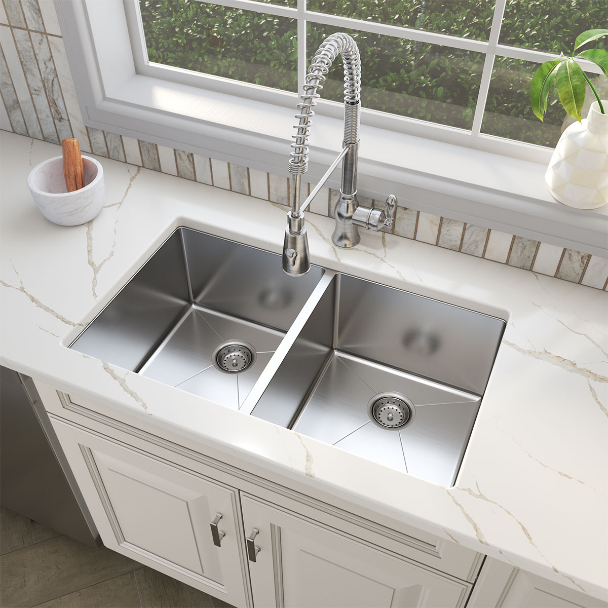 Évier de cuisine double en stainless 32''x18'' MS - Ossöm Salle De Bain ...
