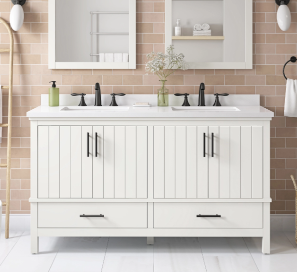 Marlo Collection White 60" Double Pedestal Vanity - Ossöm Ambiance Maison
