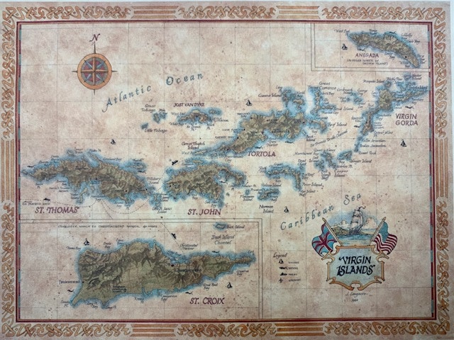 Art Print - "Virgin Island Map" matted 10" x 8" - Nutmeg and Co.