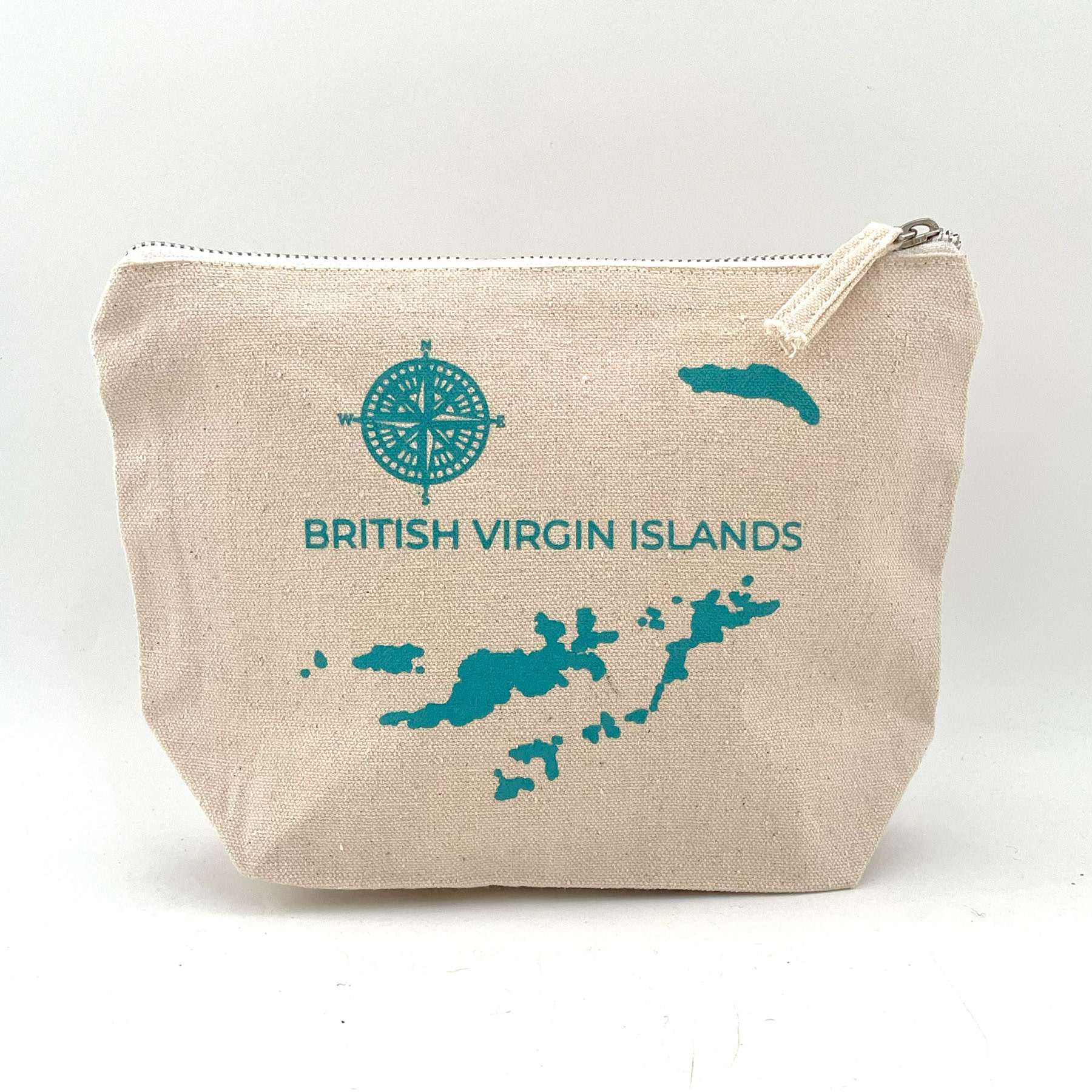 BVI Map - Canvas Pouch Turquoise - Nutmeg and Co.