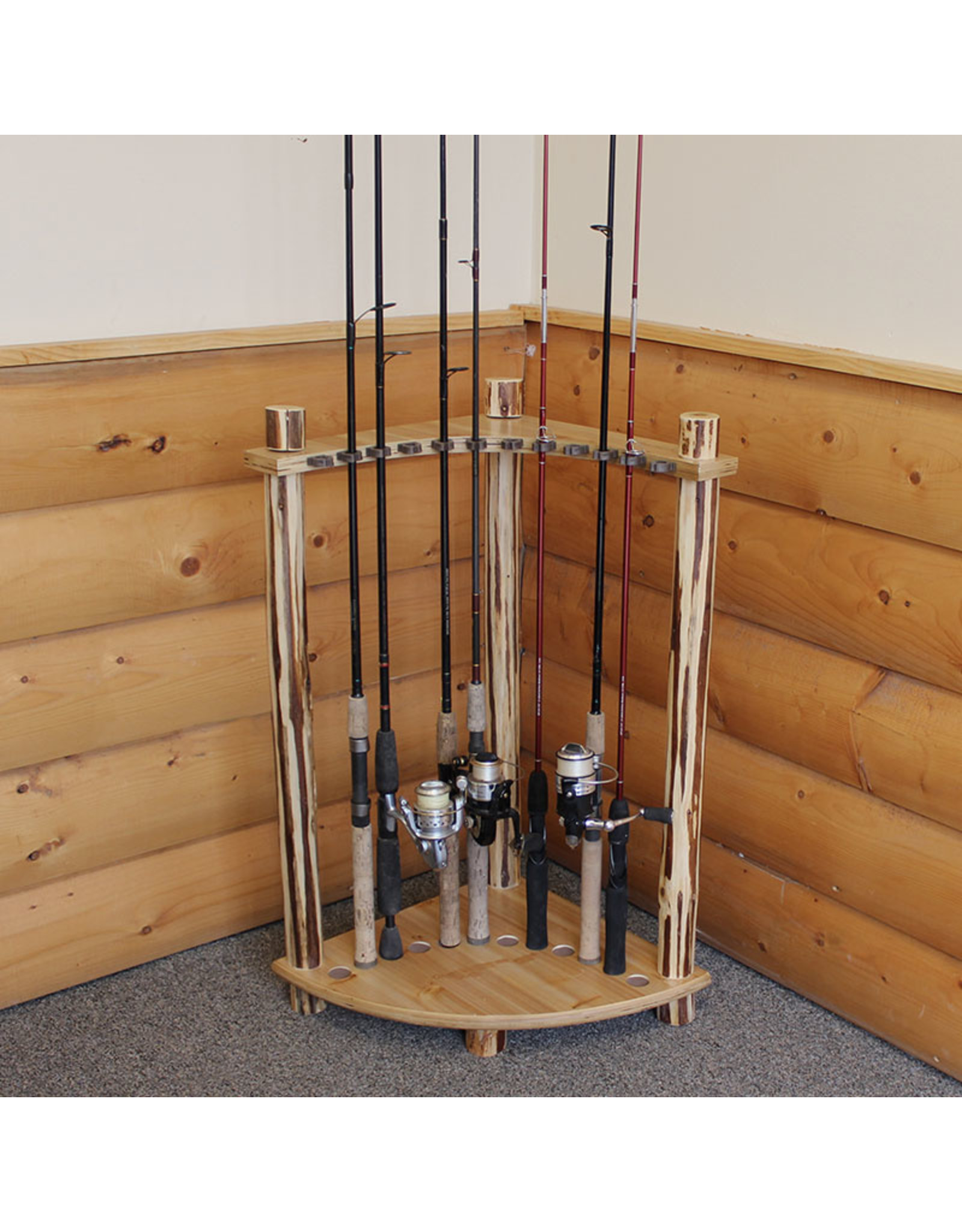 Rush Creek Creations Rustic Series 12 Rod Corner Rack - Tackle Shack