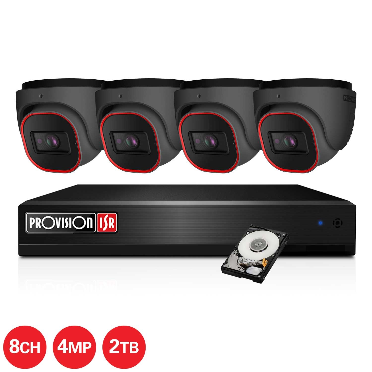 ProVision IP Camera Kit - 4x 4MP Turret Camera w/ 8CH 5MP 2TB NVR ...