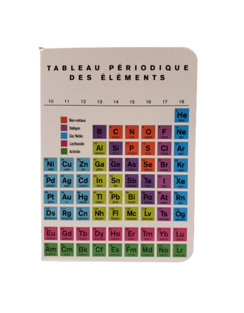 Cahier du tableau périodique - Ingenium Boutique