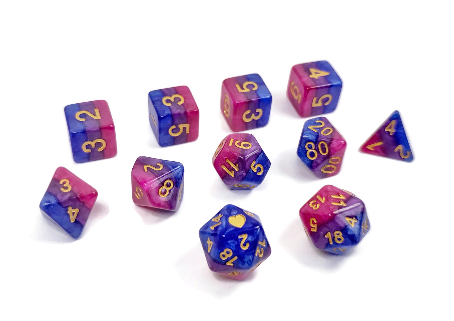 Bisexual Pride Dice Set - 3 Gear Studios