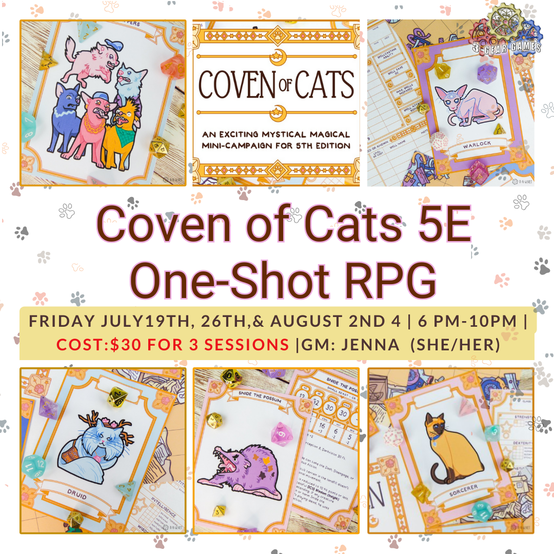 Coven of Cats 5E One-Shot RPGs: 3 Sessions - 3 Gear Studios