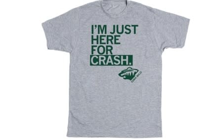 RAYGUN - Just Here For Crash Gray T-Shirt - Iowa Wild Hockey Club