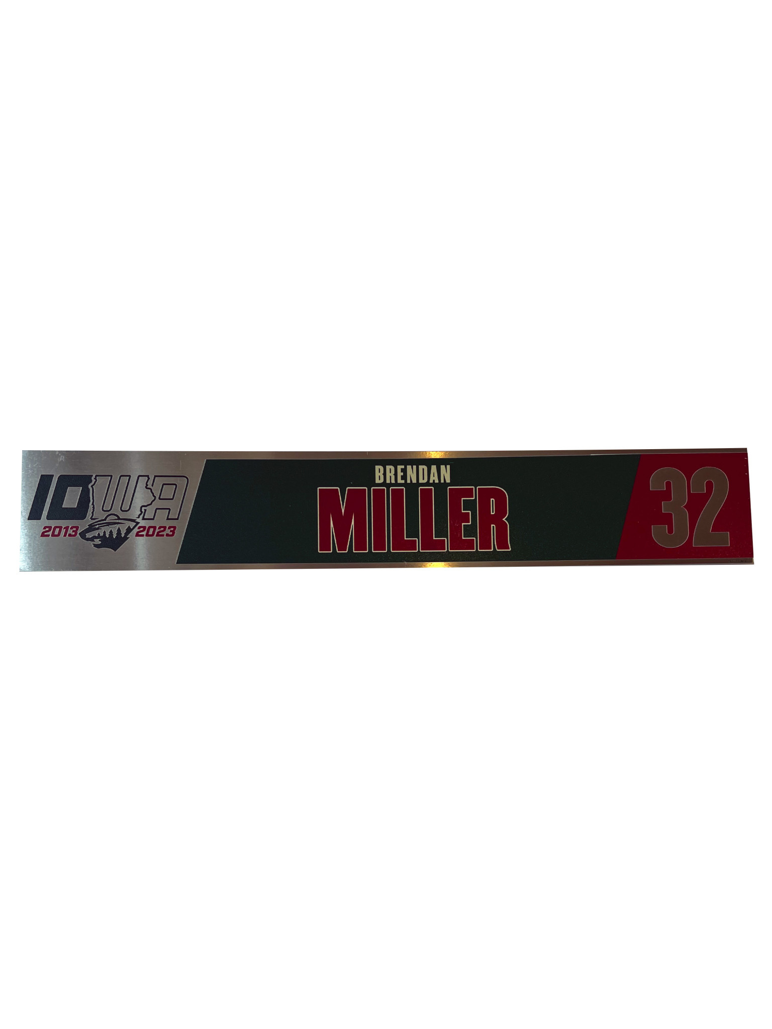 2022-23 Unsigned Home Metal Nameplate Miller #32 - Iowa Wild Hockey Club