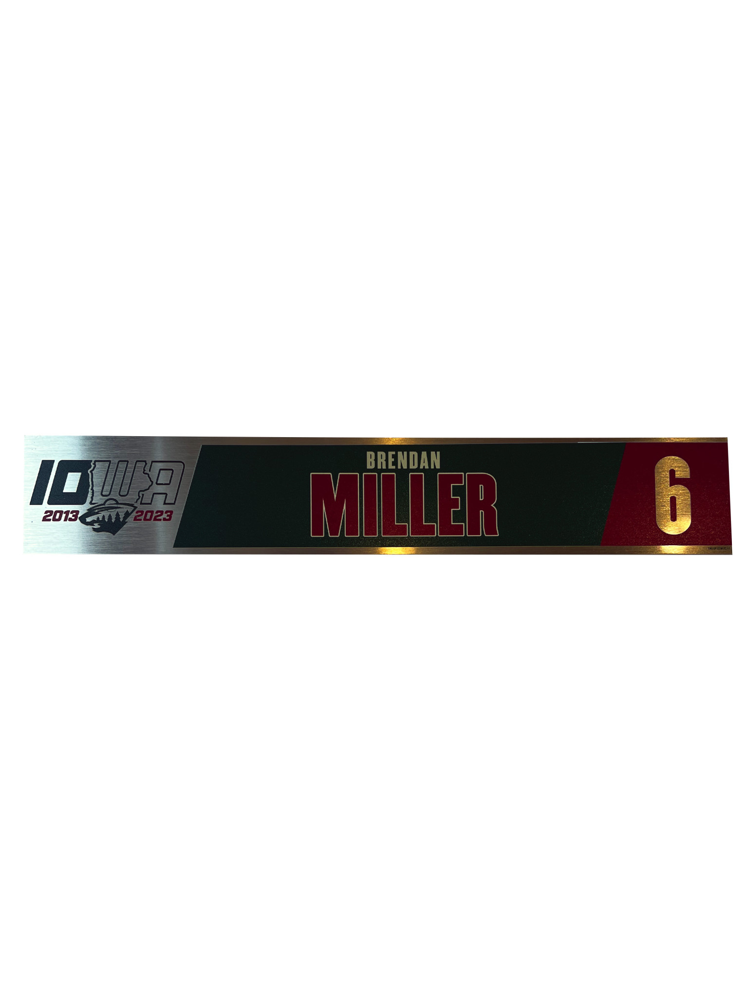 2022-23 Unsigned Home Metal Nameplate Miller #6 - Iowa Wild Hockey Club