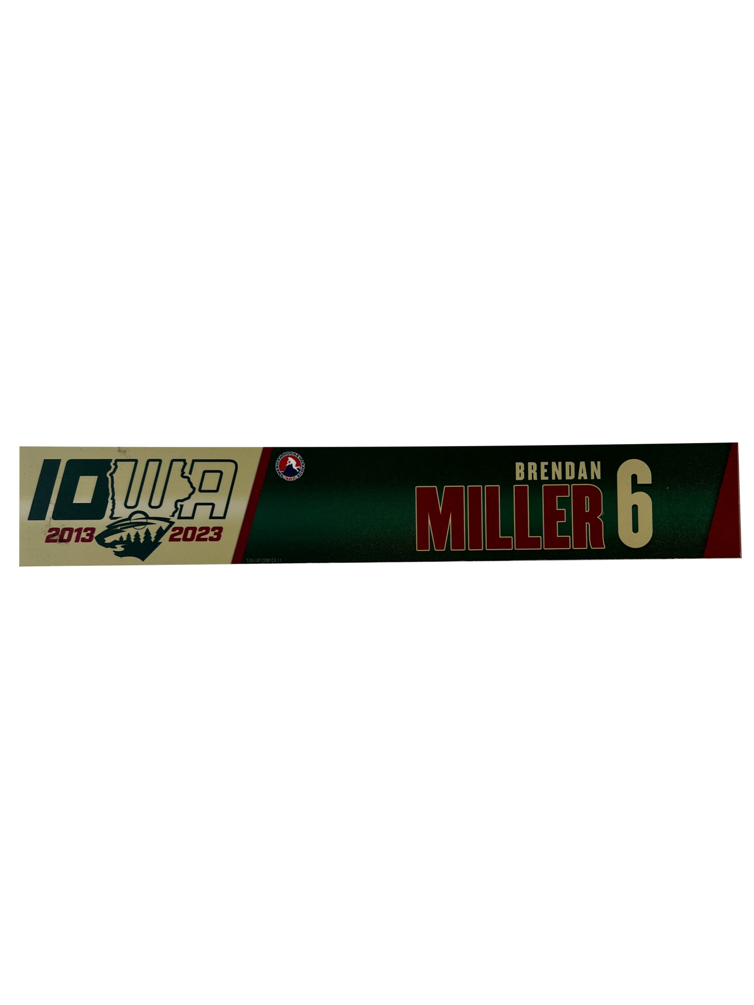 2022-23 Unsigned Road Nameplate Miller #6 - Iowa Wild Hockey Club