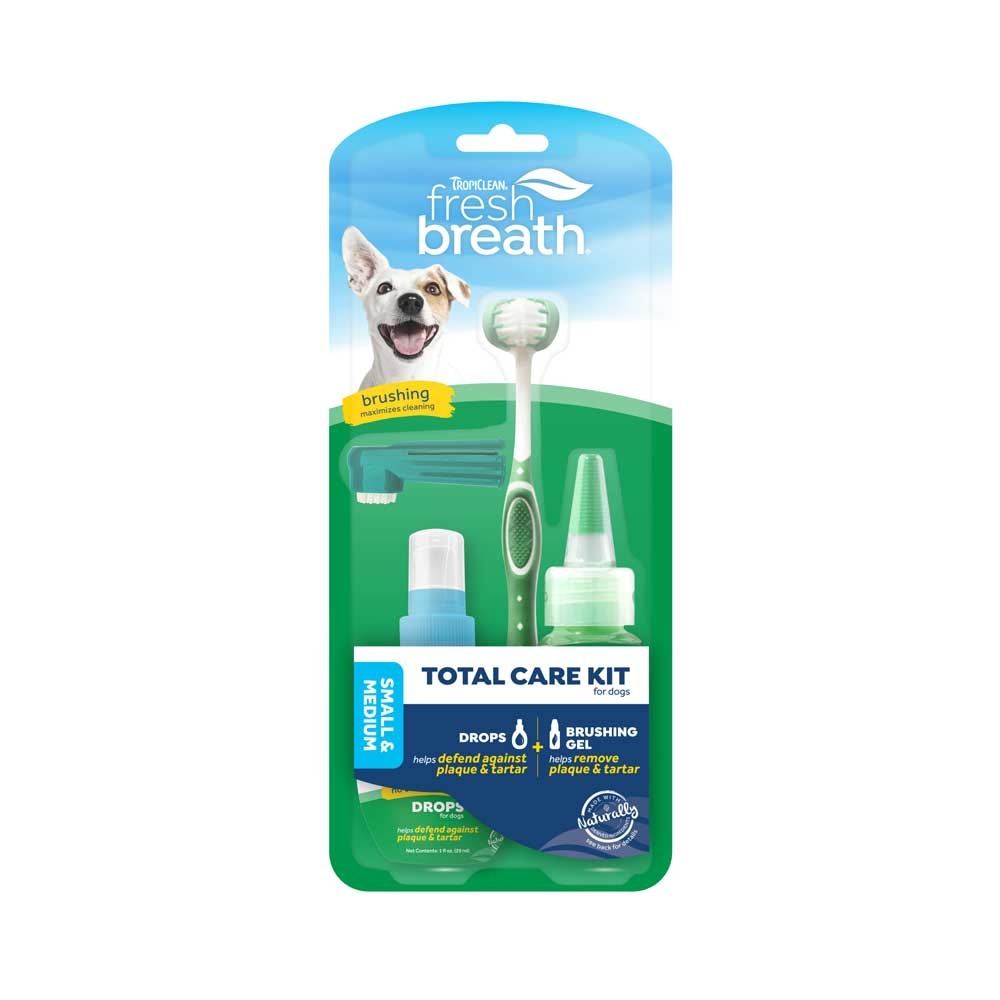 TropiClean Fresh Breath Oral Care Brushing Kit Small Dogs 2oz - Bones ...