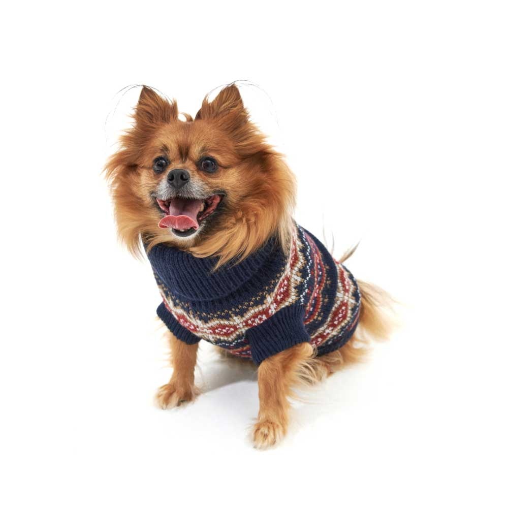 Barbour Dog Sweater Case Fair Isle Cranberry - Bones Pet Stores