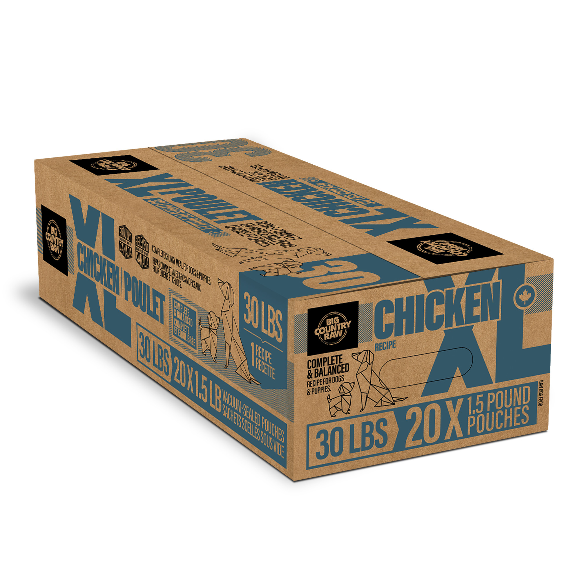 XL Chicken 30lb (20 x 1.5lb pouches) - Back To The Bone